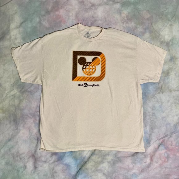 Disney | Shirts | Walt Disney World Shirt Beige Brown Orange Mickey ...